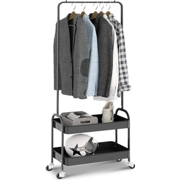 Storage & Organization | 2in 1 Garment Rack Clothing Rack With 2 Tier ...